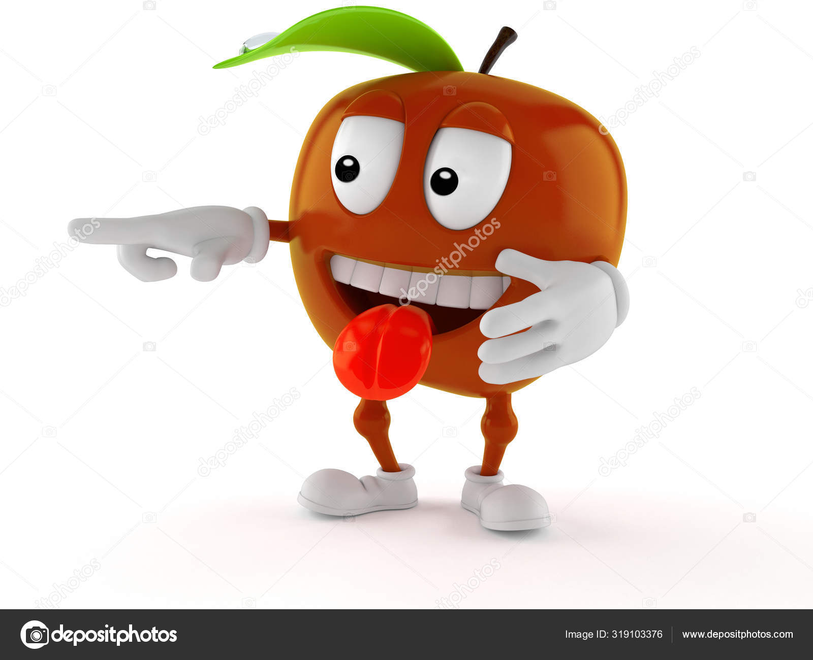 Apple character pointing finger — Stock Photo © Talaj #319103376