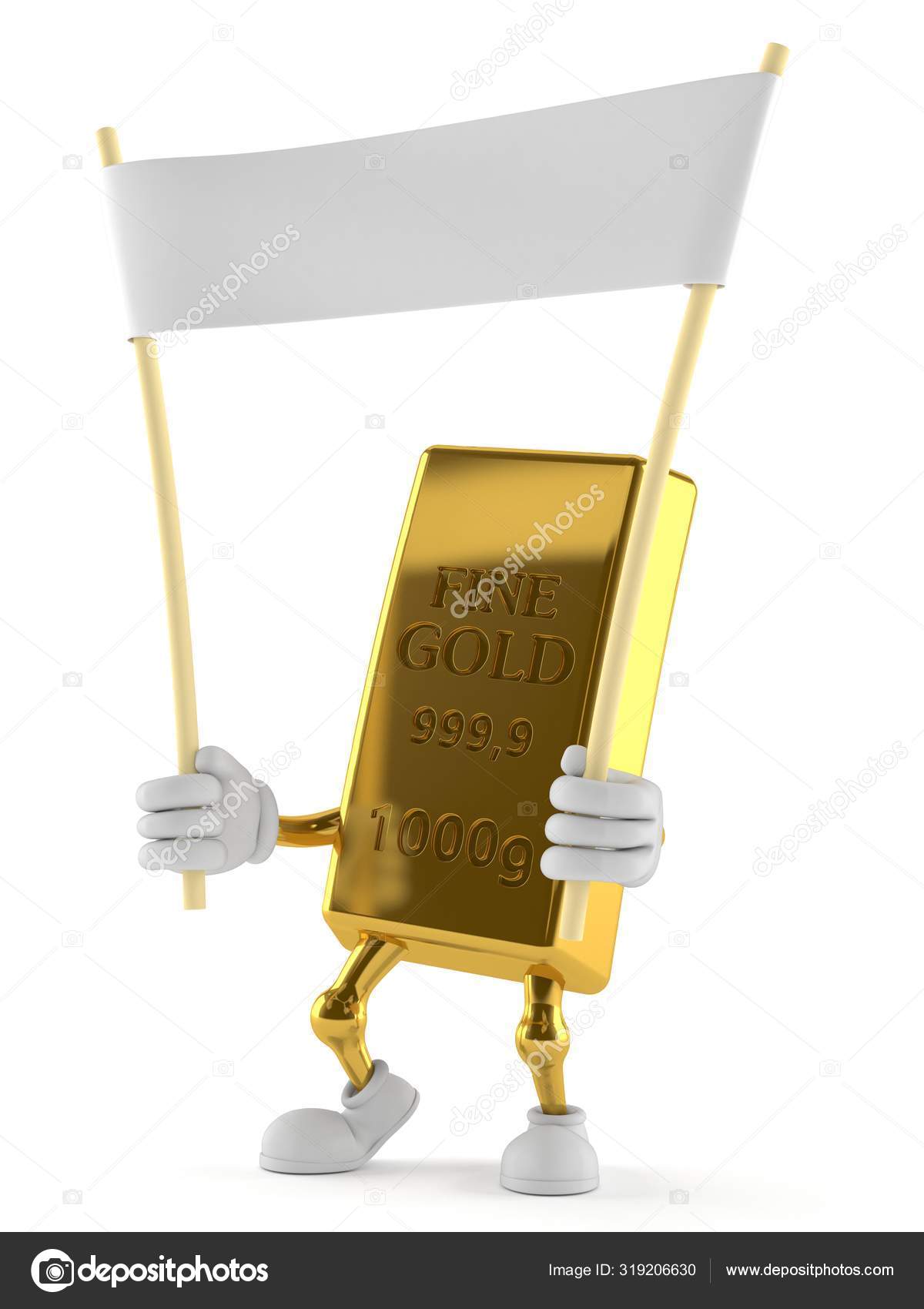 Gold character holding blank banner — Stock Photo © Talaj #319206630