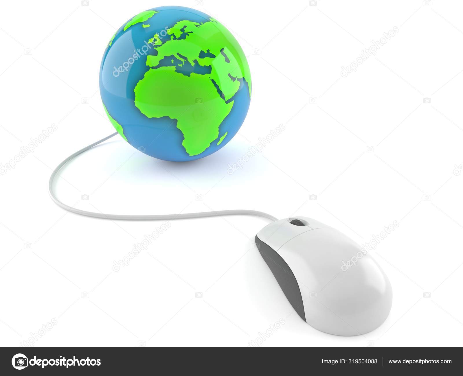 World globe with computer mouse Stock Photo by ©Talaj 319504088