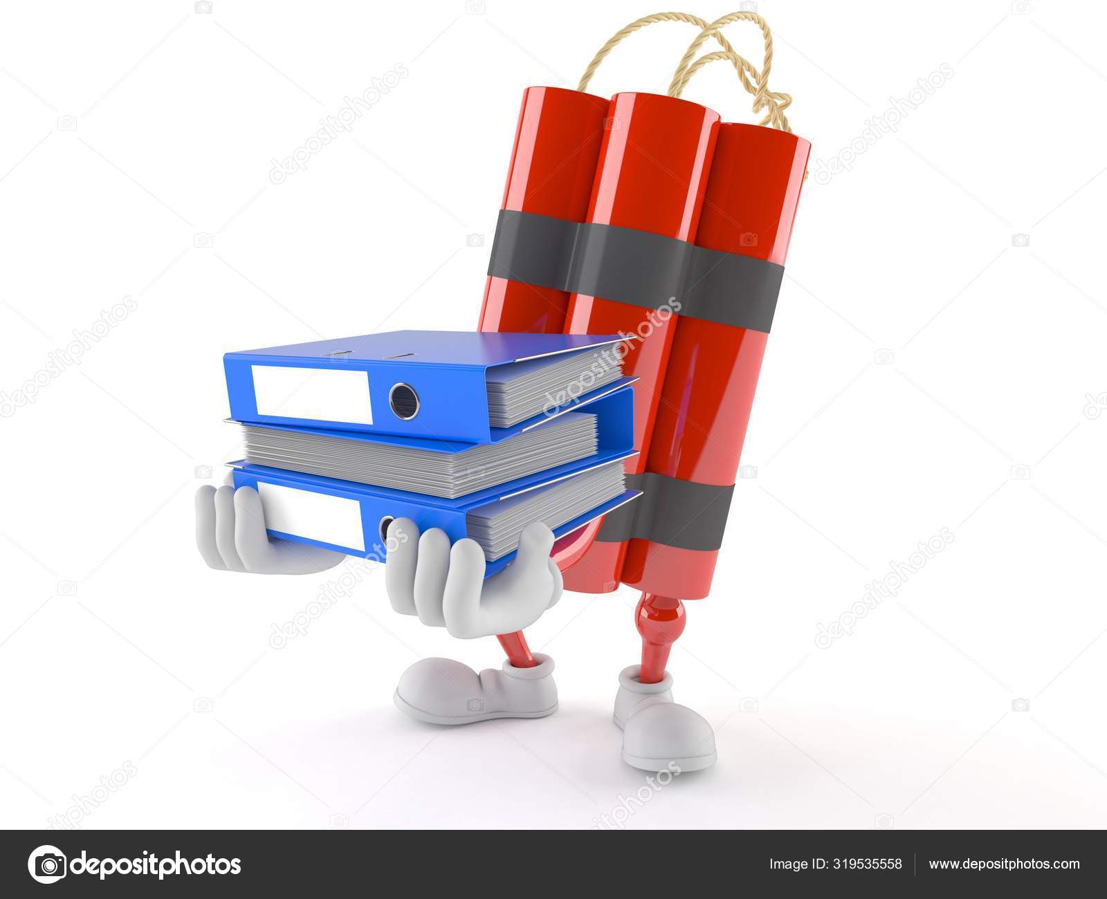 Dynamite character carrying ring binders — Stock Photo © Talaj #319535558