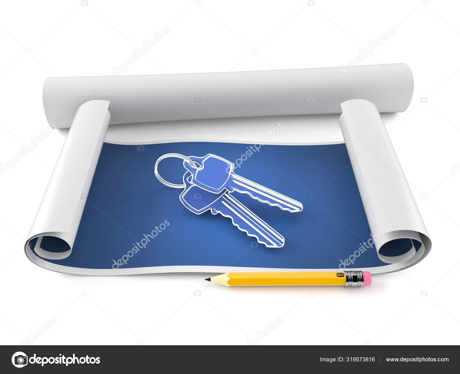 Blueprint with door keys — Stock Photo © Talaj #319573816
