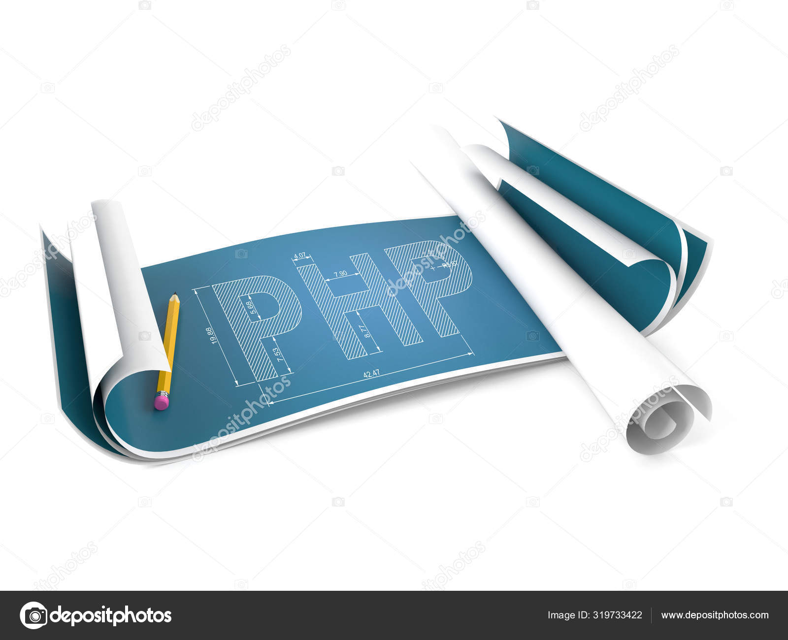 Blueprint with PHP text — Stock Photo © Talaj #319733422