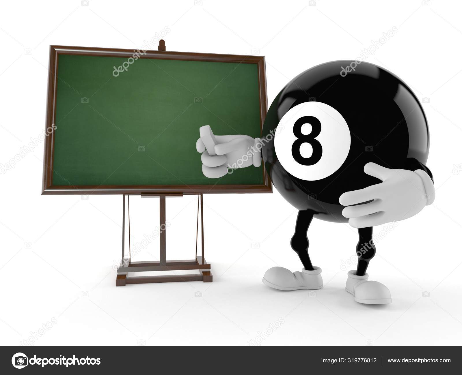 Eight ball character with blank blackboard Stock Photo by ©Talaj 319776812