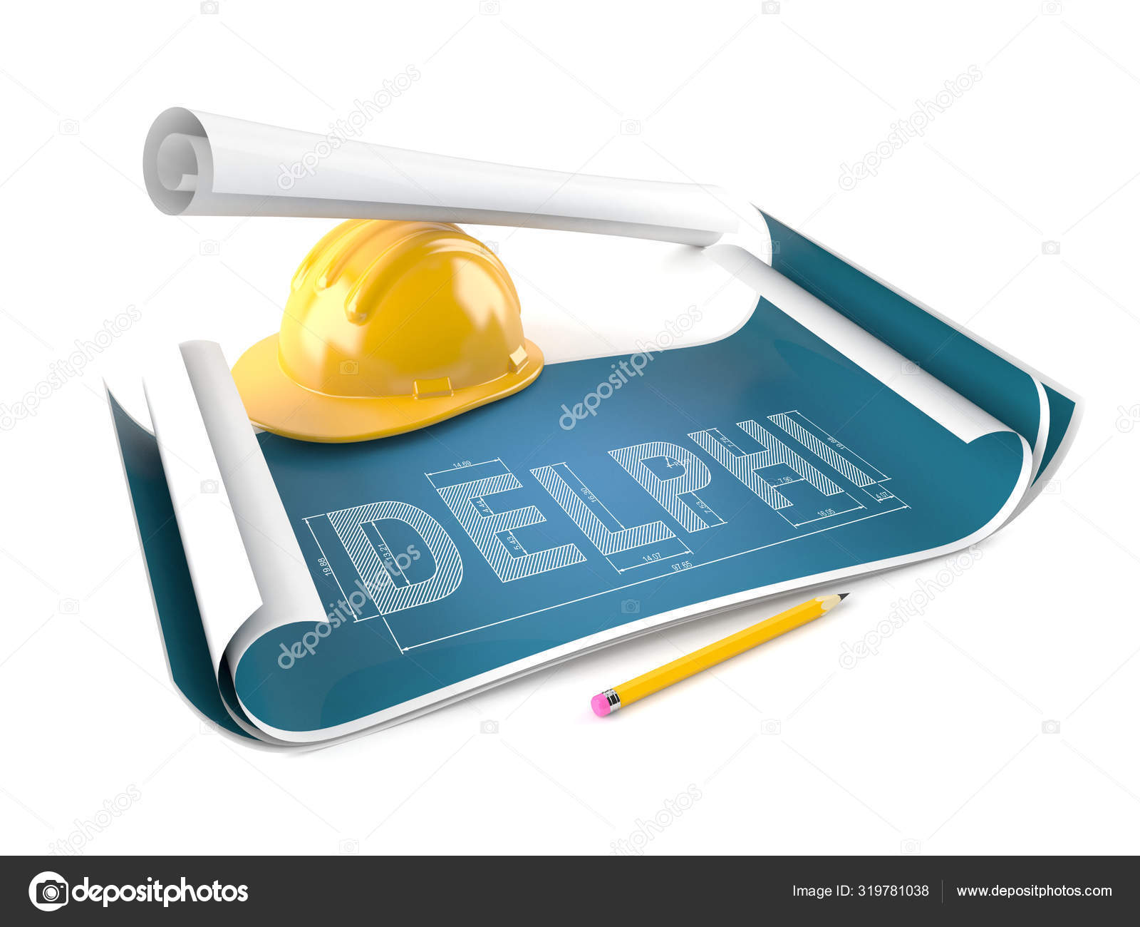 Delphi text on blueprint — Stock Photo © Talaj #319781038