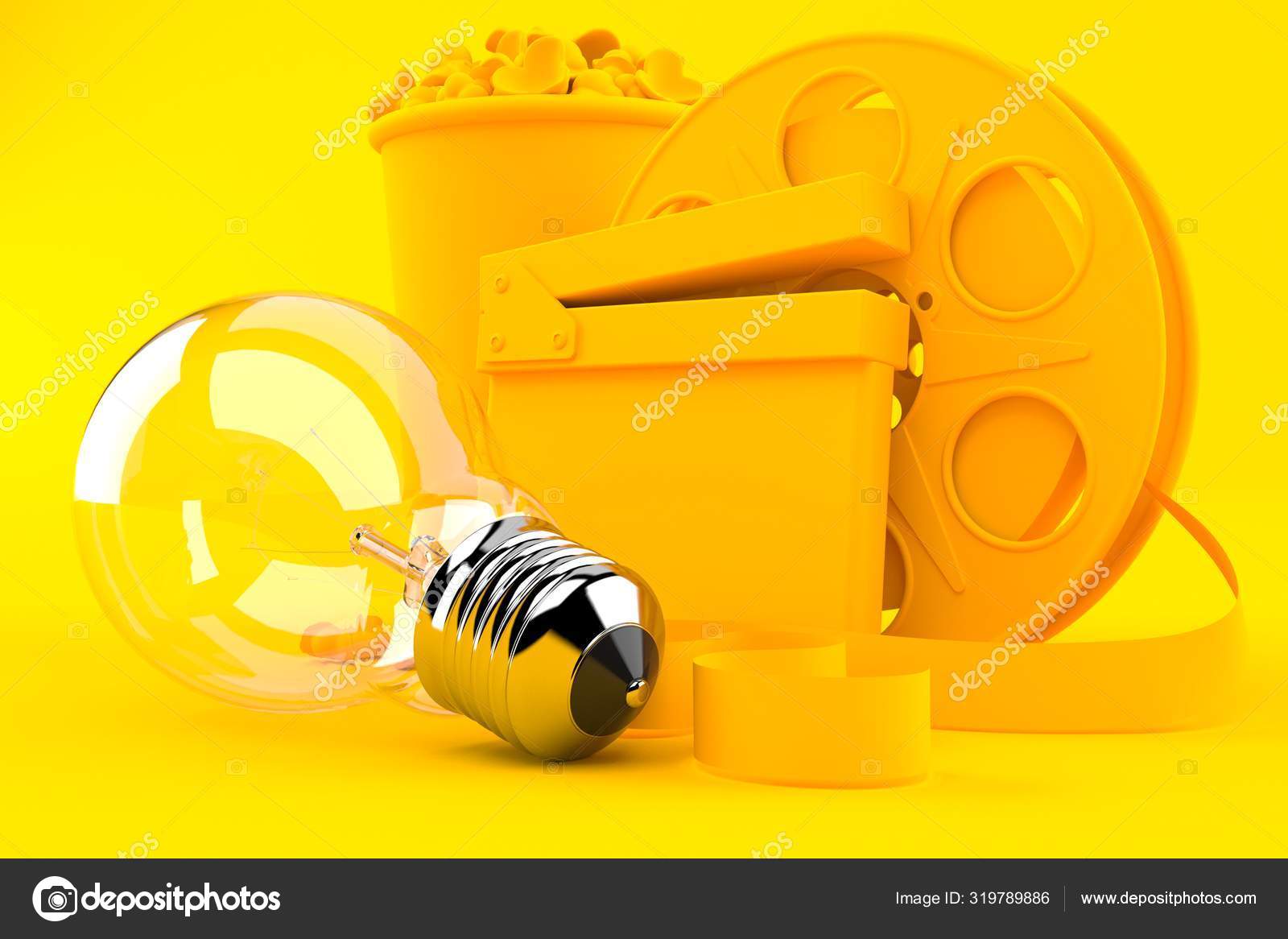 Cinema background with light bulb Stock Photo by ©Talaj 319789886