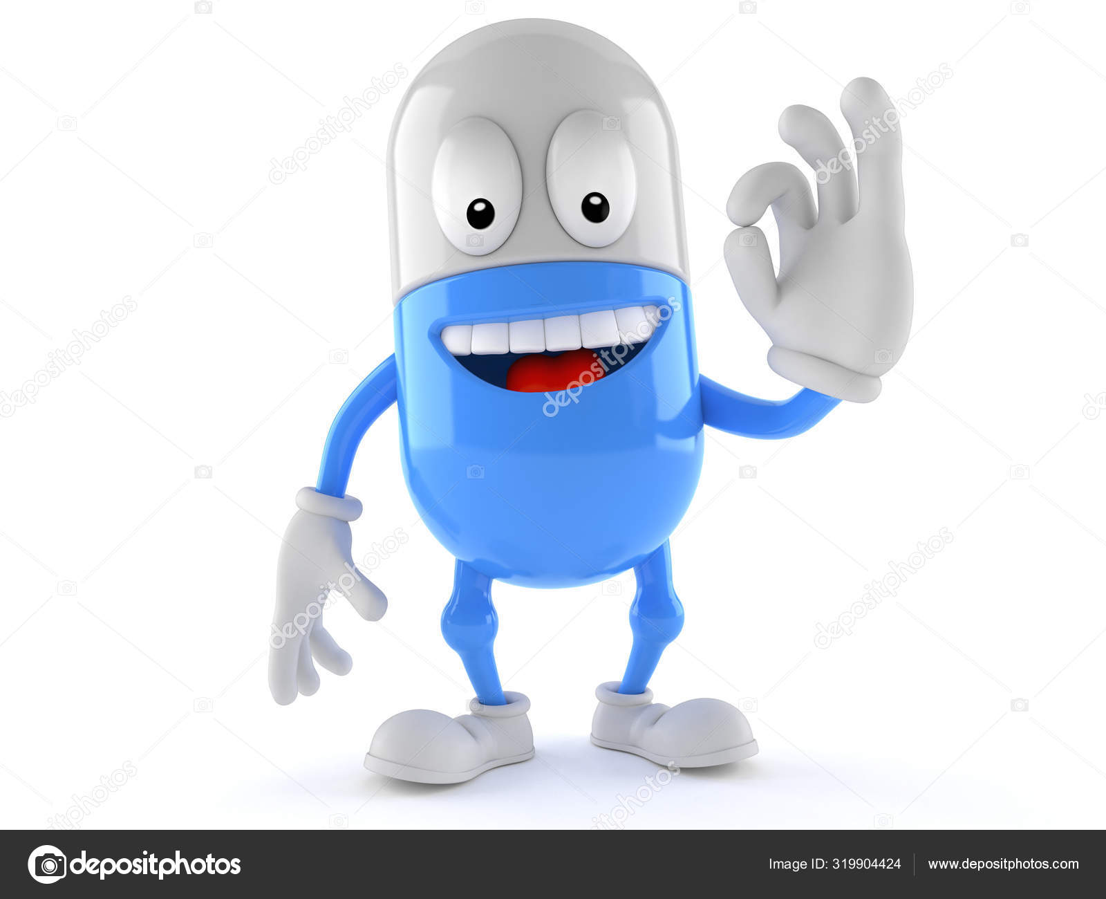 Pill character with ok gesture — Stock Photo © Talaj #319904424