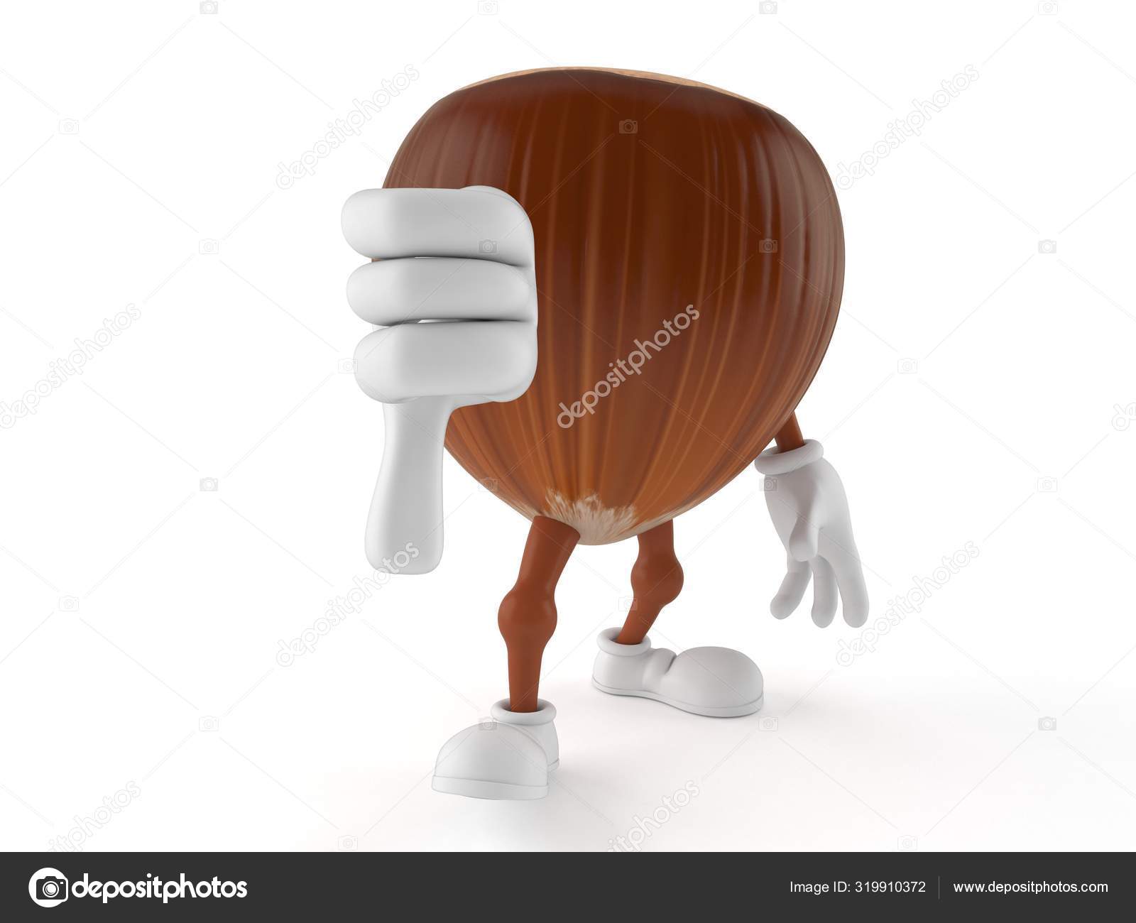 Hazelnut character with thumbs down gesture Stock Photo by ©Talaj 319910372