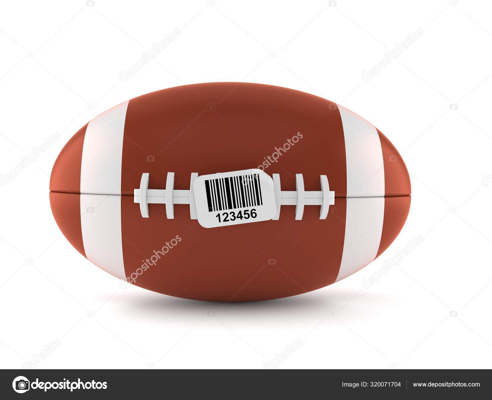 Rugby ball with barcode sticker Stock Photo by ©Talaj 320071704