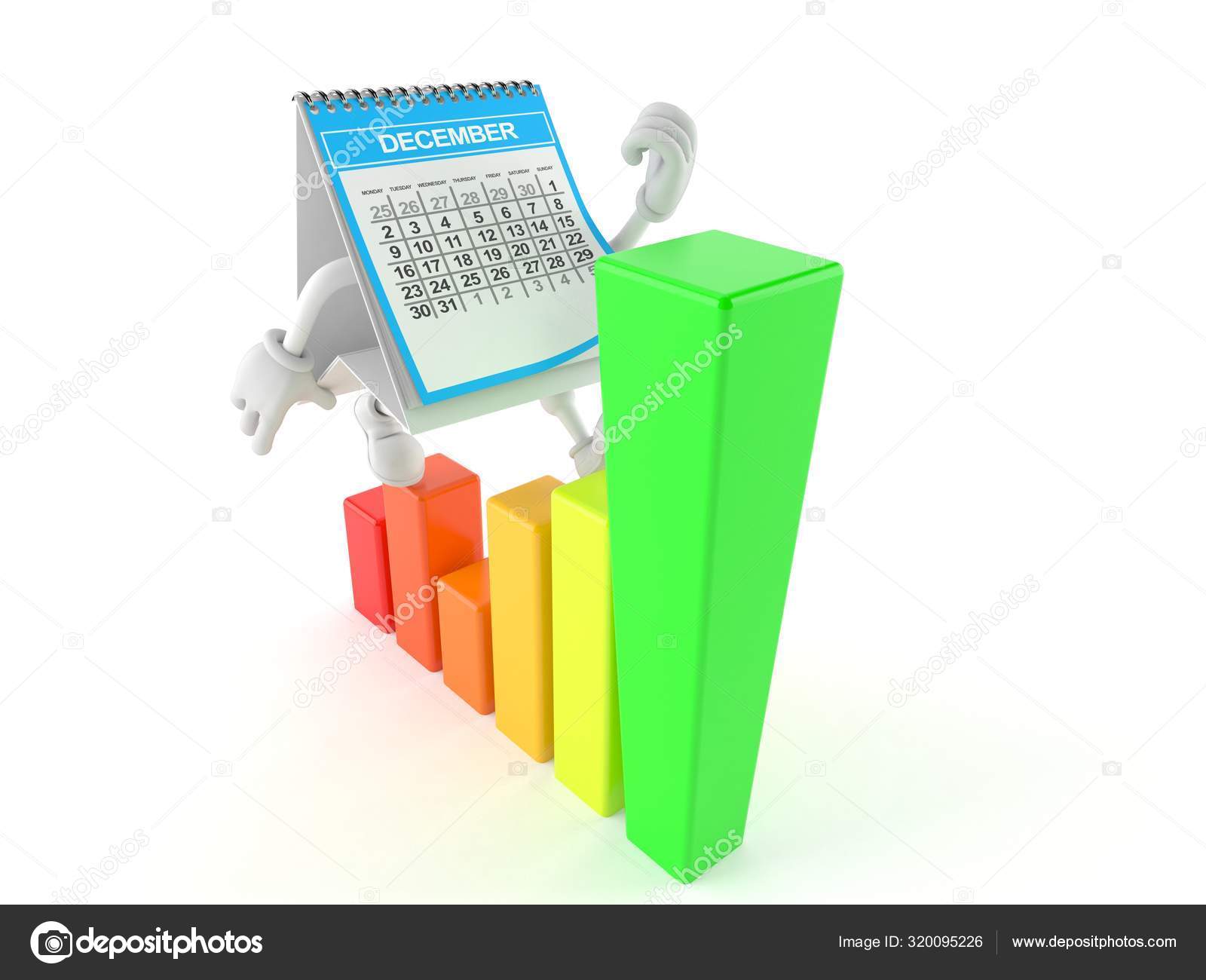 Calendar character with chart Stock Photo by ©Talaj 320095226
