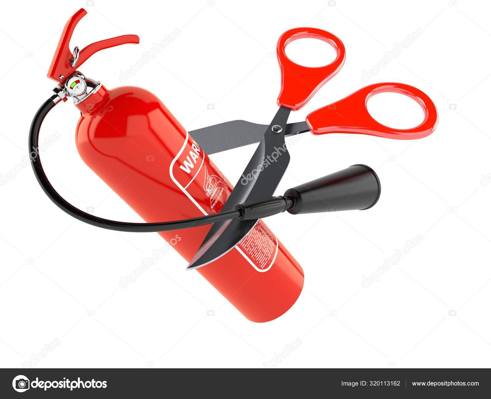 Fire extinguisher with scissors Stock Photo by ©Talaj 320113162