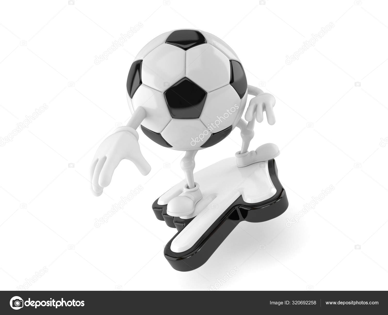 Soccer ball character surfing on cursor — Stock Photo © Talaj #320692258
