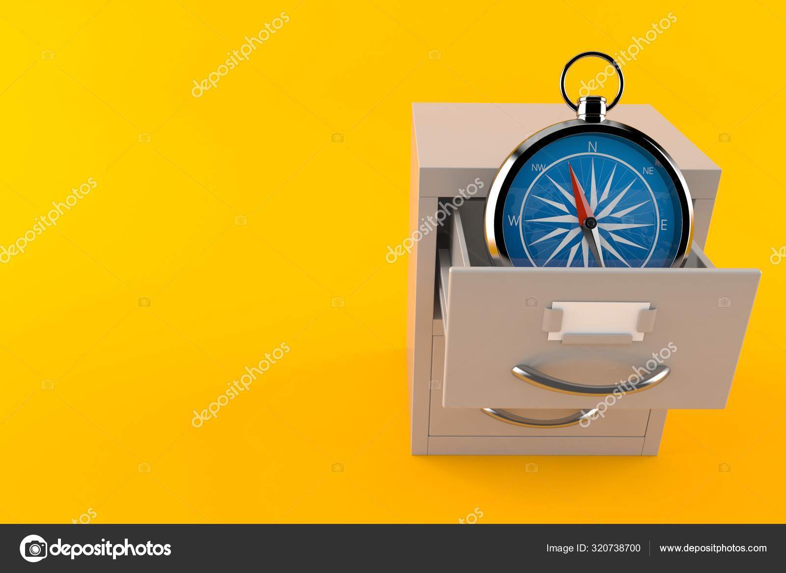 Compass inside archive isolated on orange background Stock Photo by ...