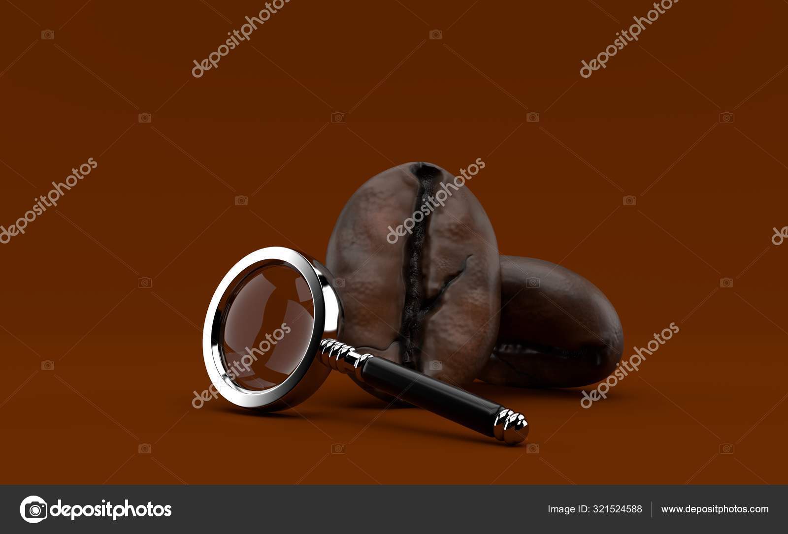 Coffee seeds with magnifying glass Stock Photo by ©Talaj 321524588