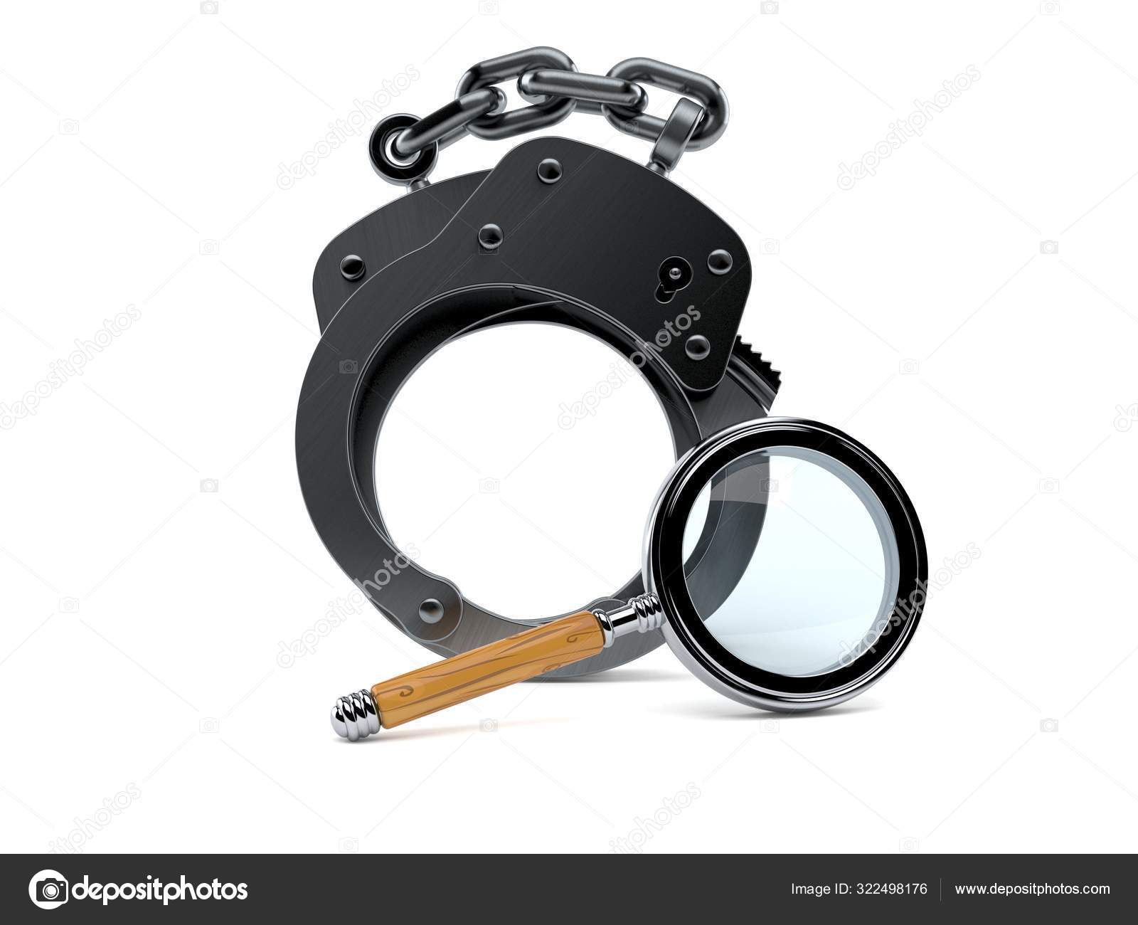 Handcuffs with magnifying glass Stock Photo by ©Talaj 322498176