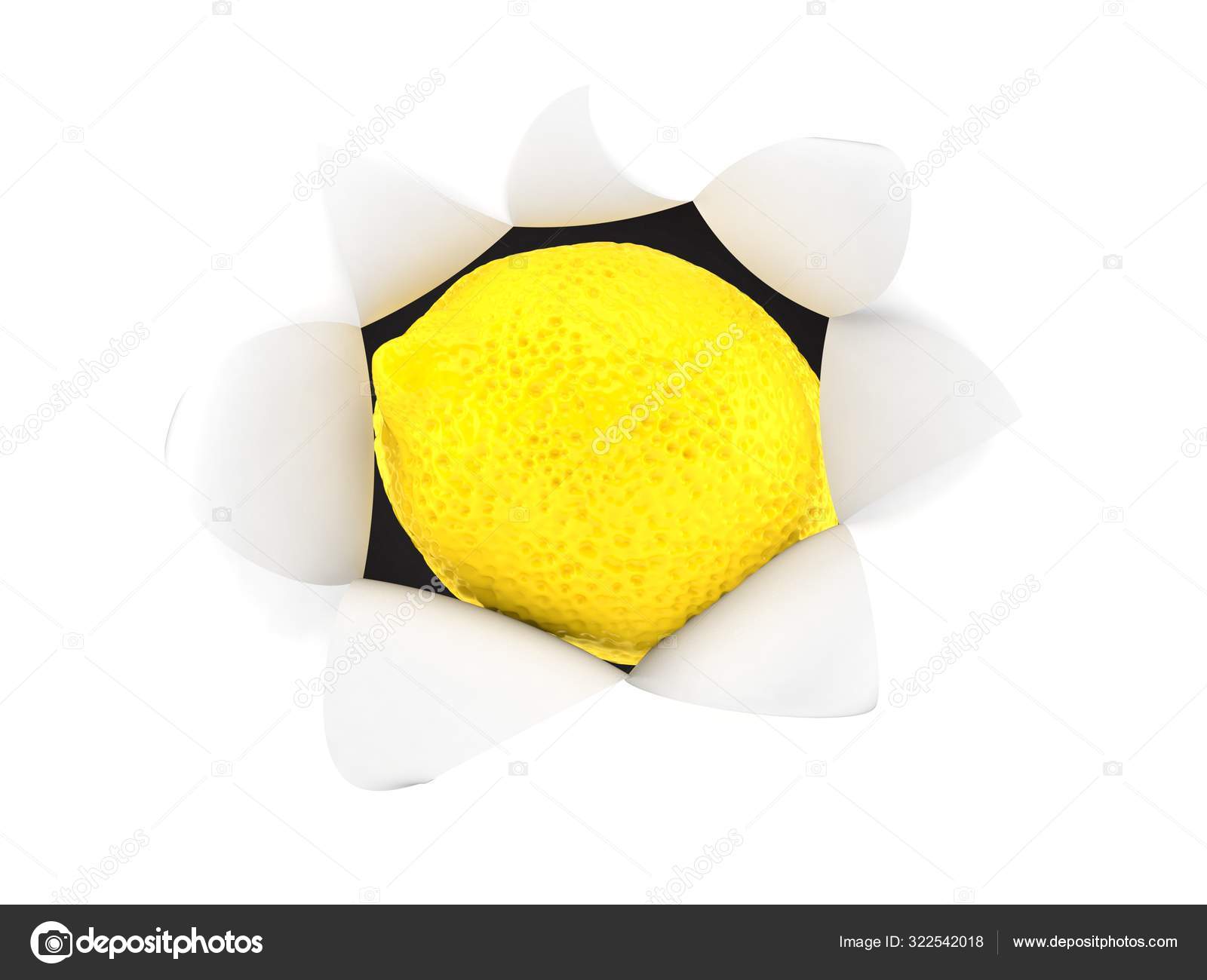Lemon inside hole from torn paper — Stock Photo © Talaj #322542018