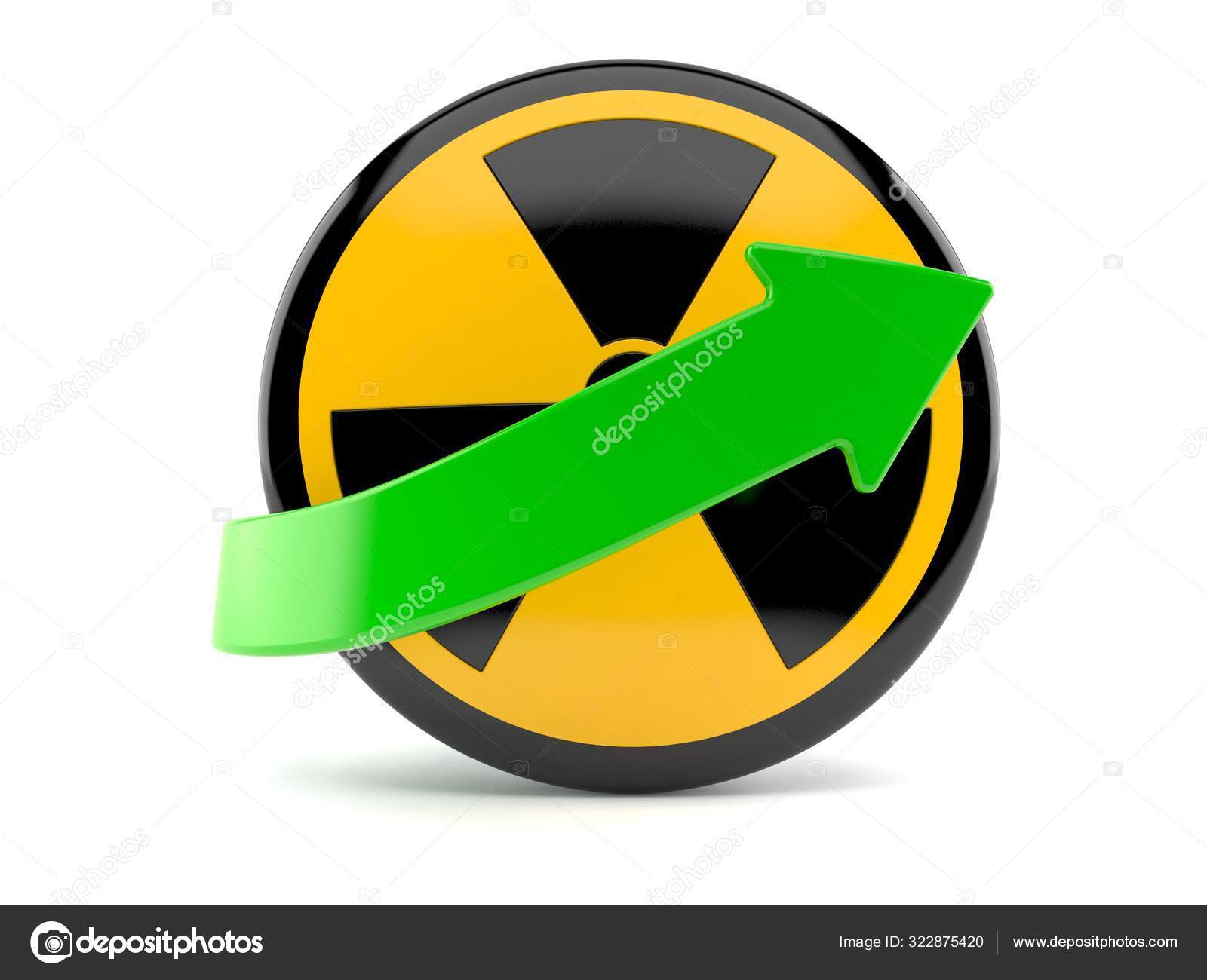 Radioactive symbol with green arrow Stock Photo by ©Talaj 322875420