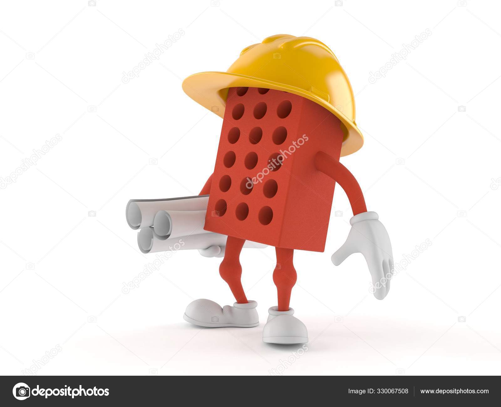 Brick character holding blueprints Stock Photo by ©Talaj 330067508