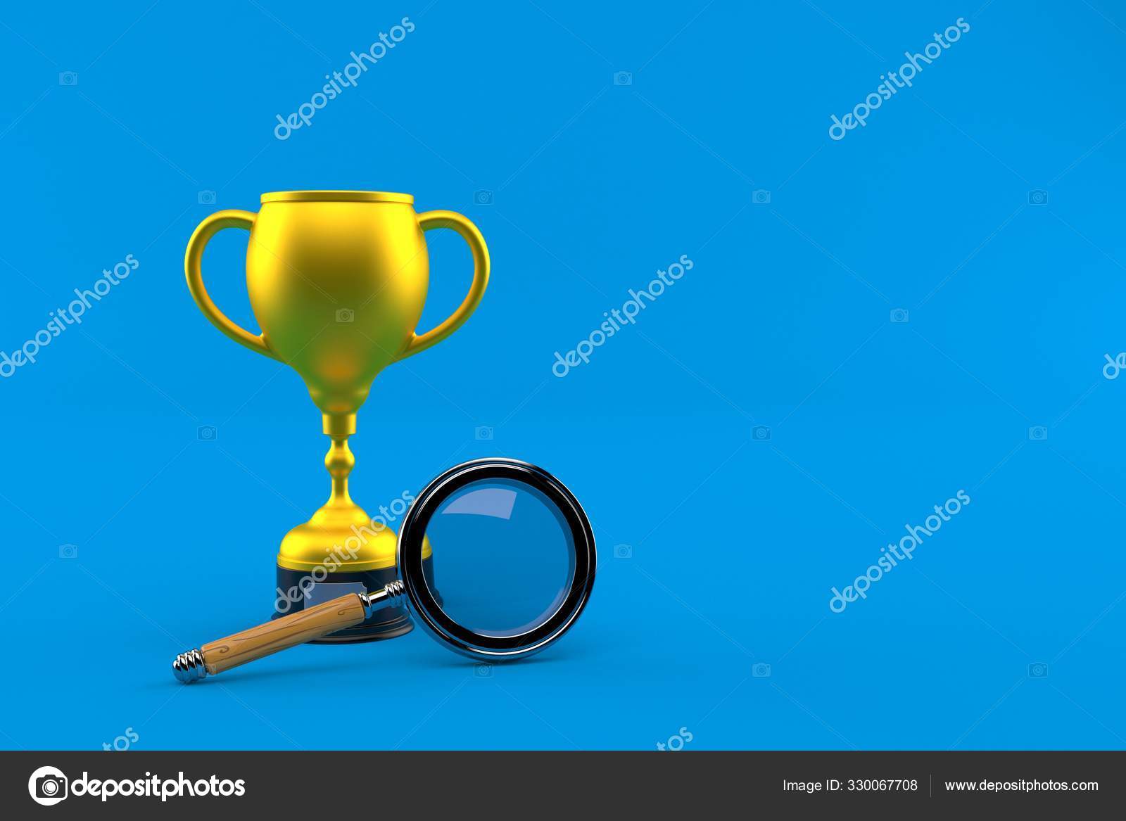 Golden trophy with magnifying glass — Stock Photo © Talaj #330067708