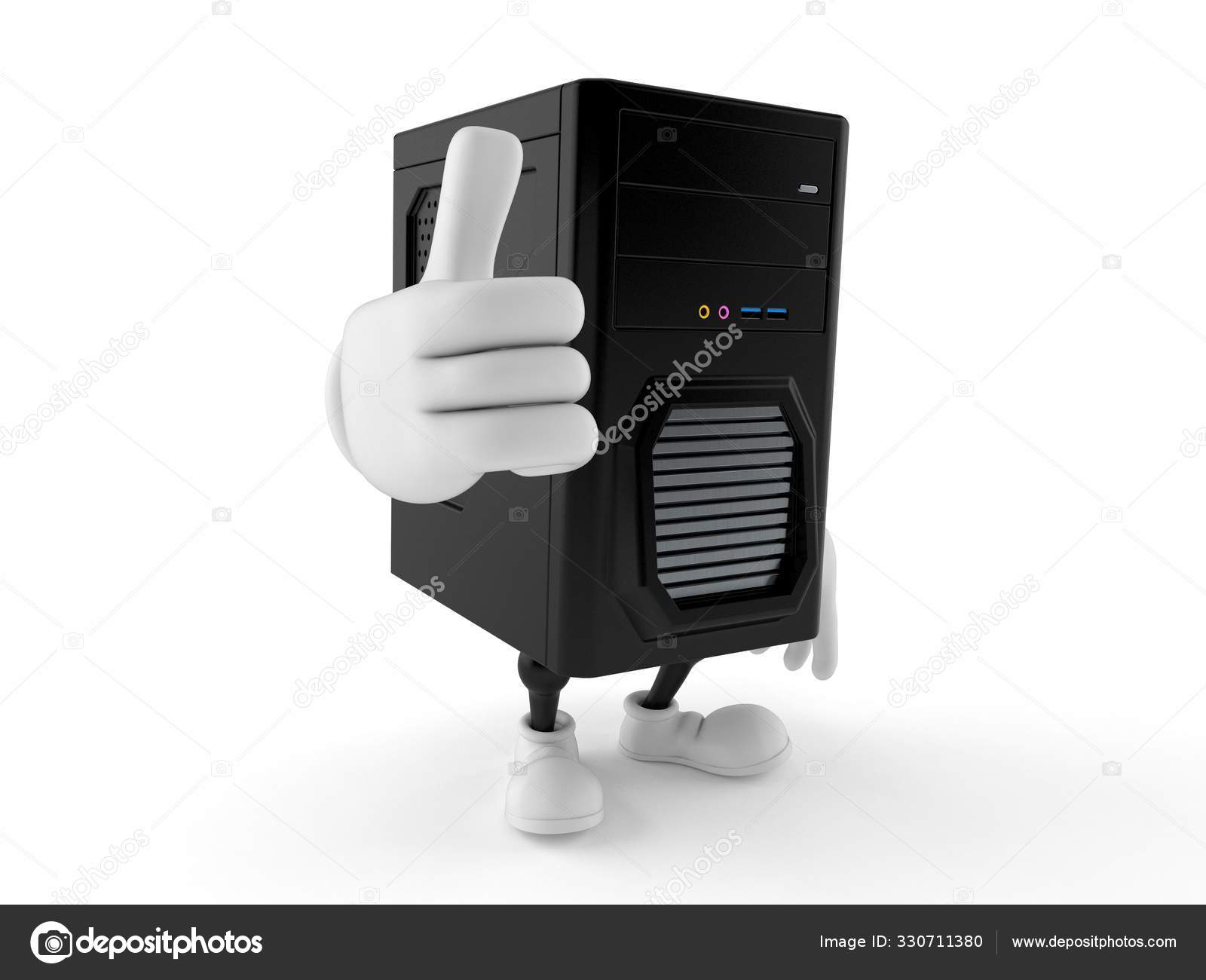 Computer character with thumbs up gesture — Stock Photo © Talaj #330711380