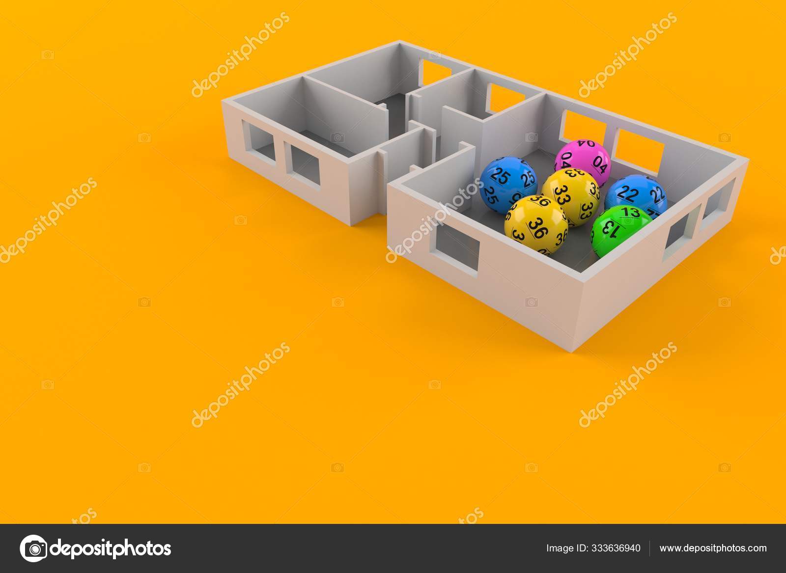 Lotto balls inside house plan Stock Illustration by ©Talaj #333636940