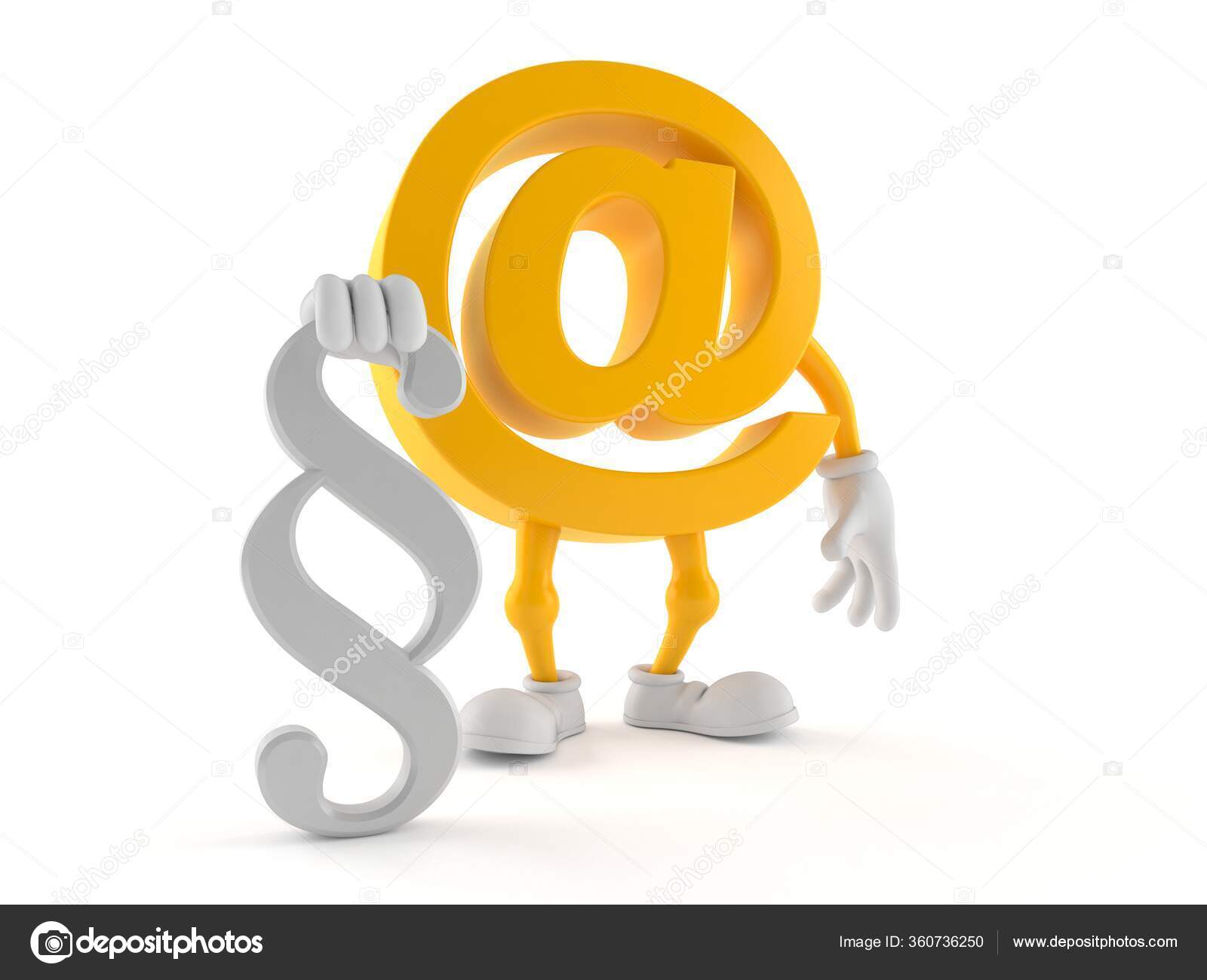 Mail Character Paragraph Symbol Isolated White Background Illustration ...