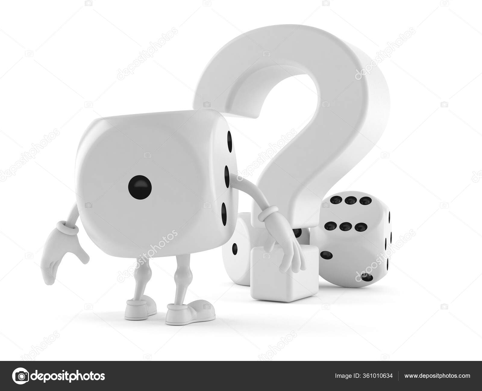 Dice Character Looking Question Mark Symbol Isolated White Background ...