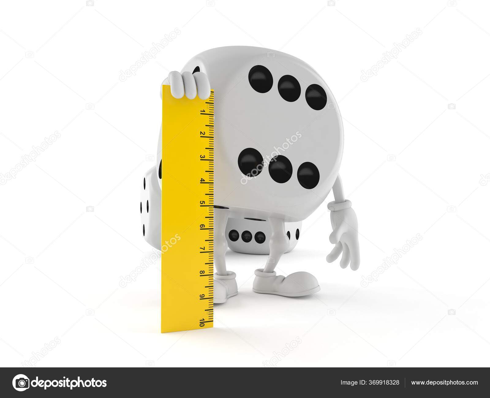 Dice Character Holding Ruler Isolated White Background Illustration ...