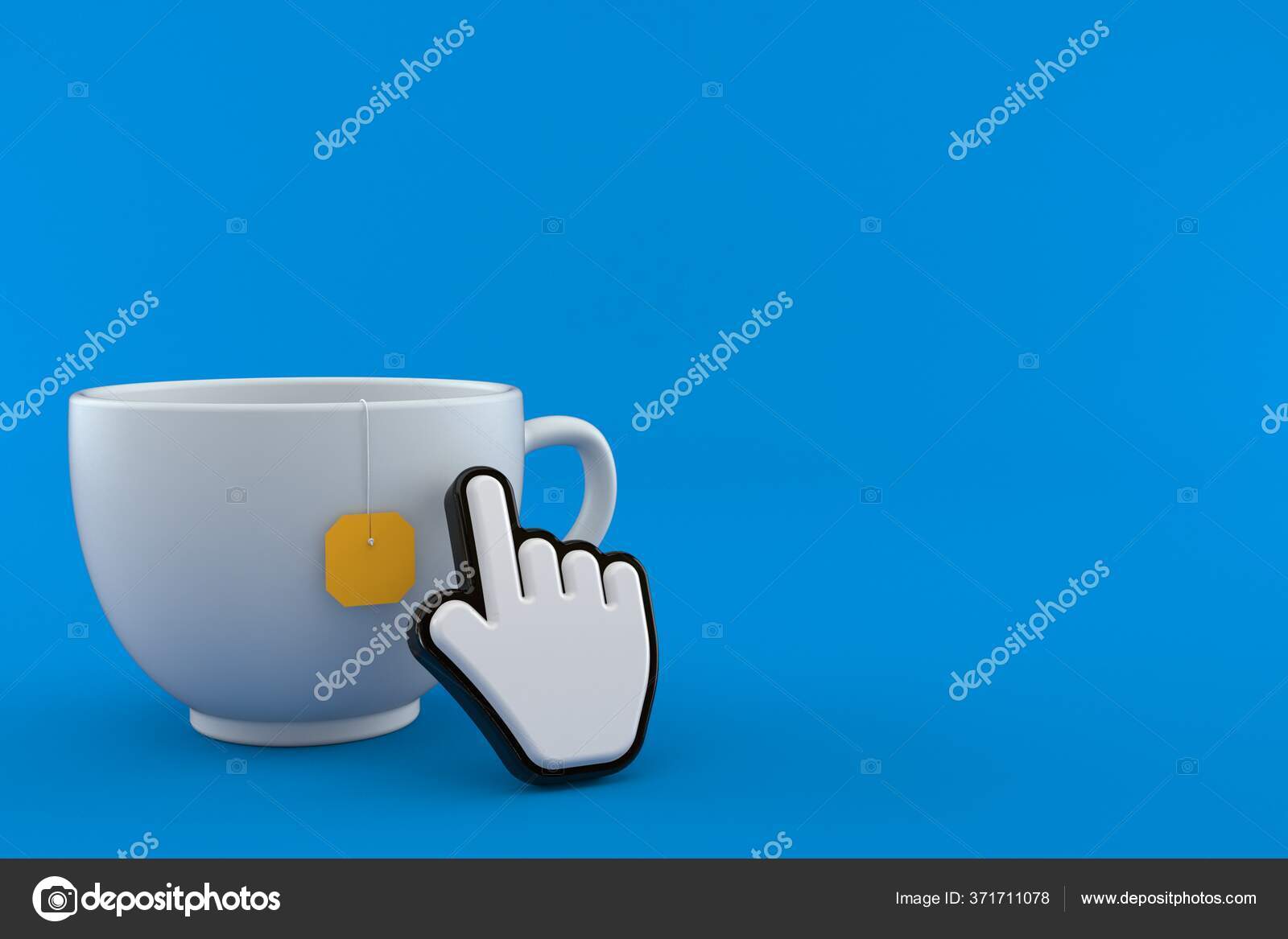 Tea Cup Web Cursor Isolated Blue Background Illustration — Stock Photo ...