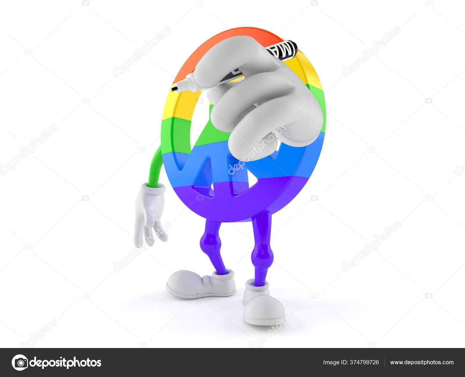 Peace Symbol Character Holding Marker Isolated White Background ...