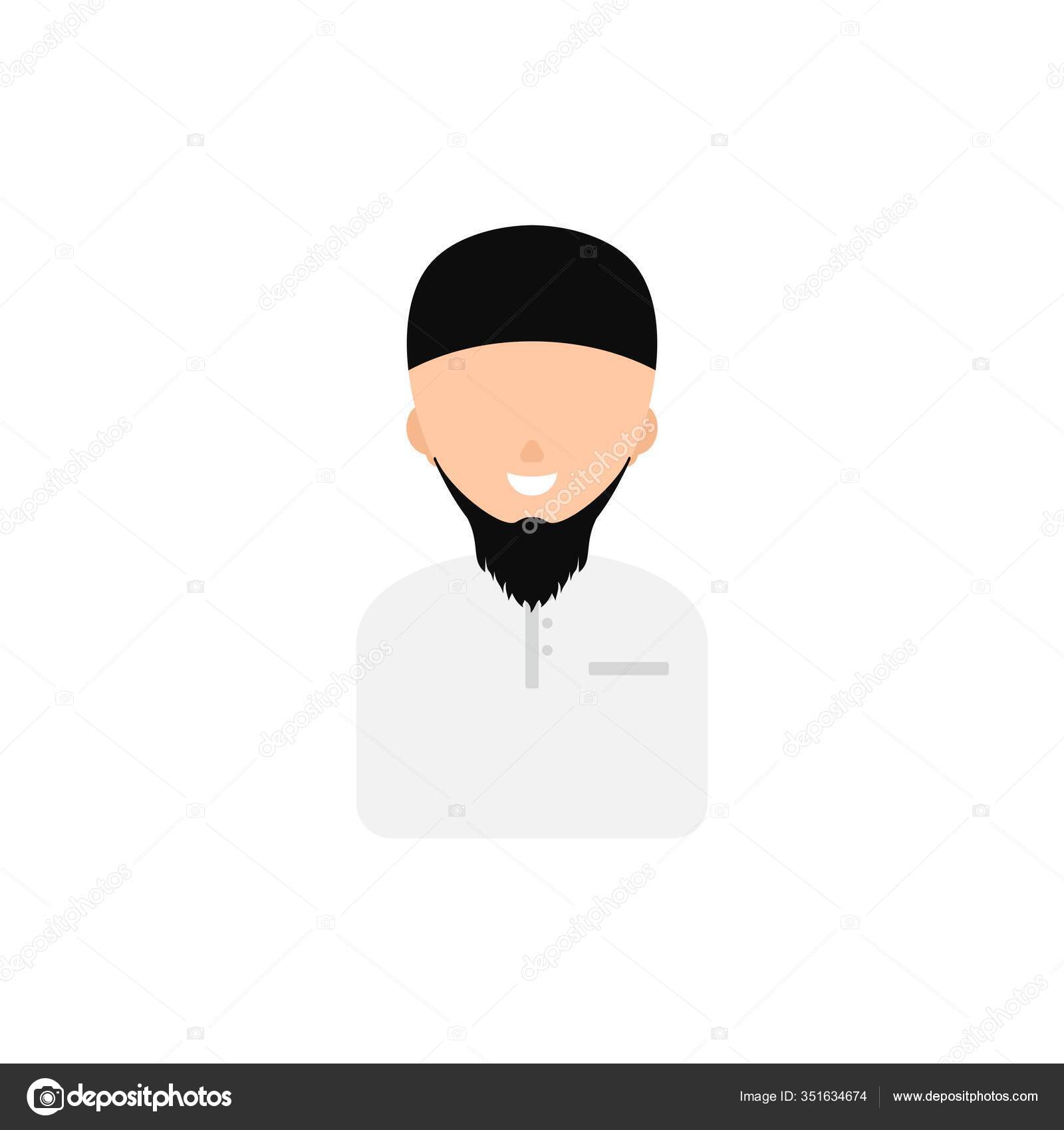 Muslim Man Arabic Smile Whit Cap Avatar Vector Illustration Stock ...