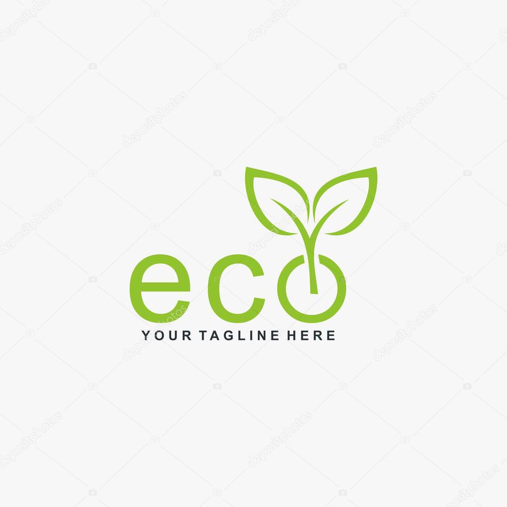 Letra ECO logo design. Planta abstracta en diseño de letras. Signatura ...
