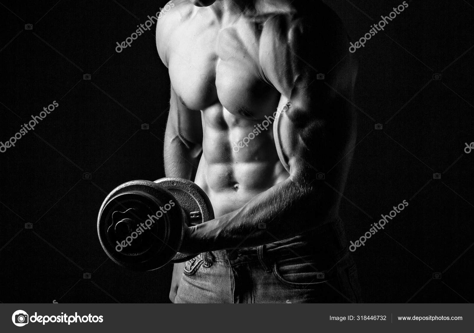 Muscular Strong Men Black Background Stock Photo by ©liliportfolio ...