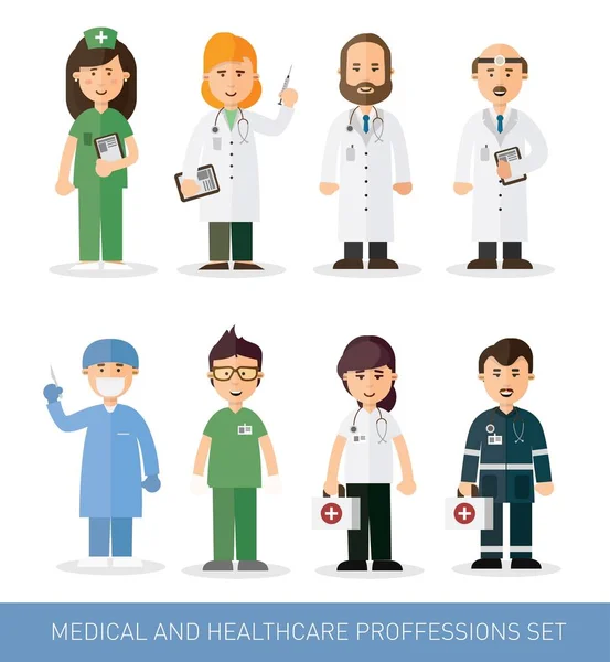 Vector Set Medicine Healthcare Professions Cartoon Style — Stock Vector ...