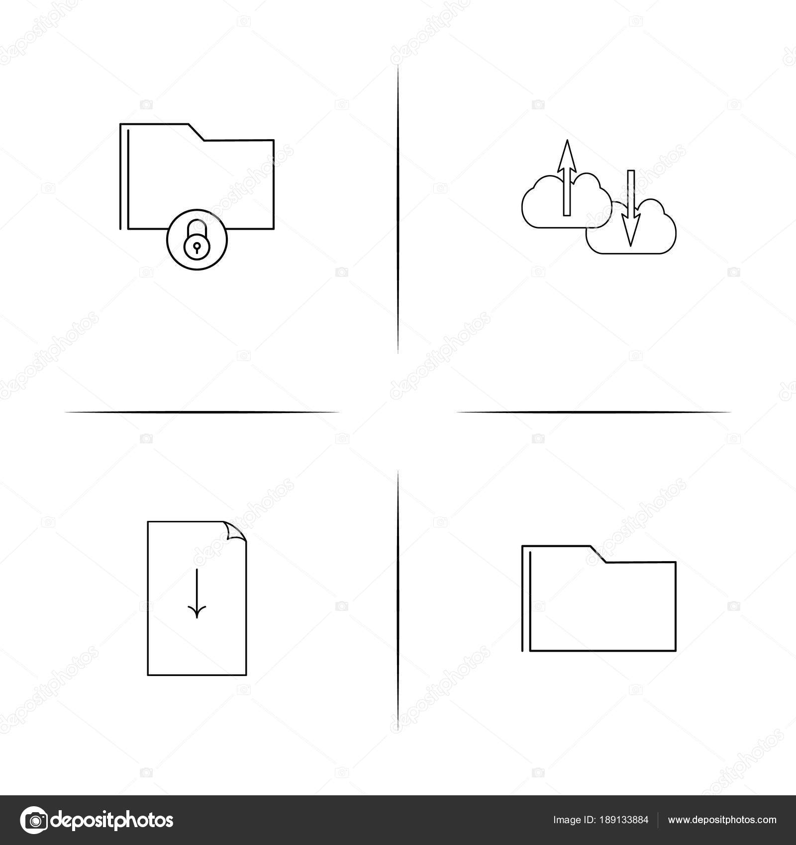 Files And Folders, Sign simple linear icons set. Outlined vector icons Stock Vector Image by ...