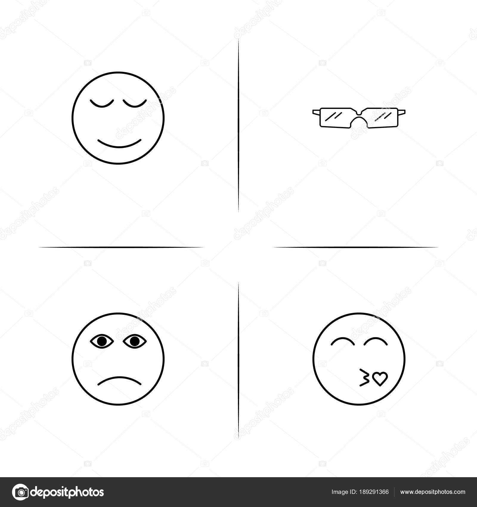 Emoticons simple linear icons set. Outlined vector icons Stock Vector ...