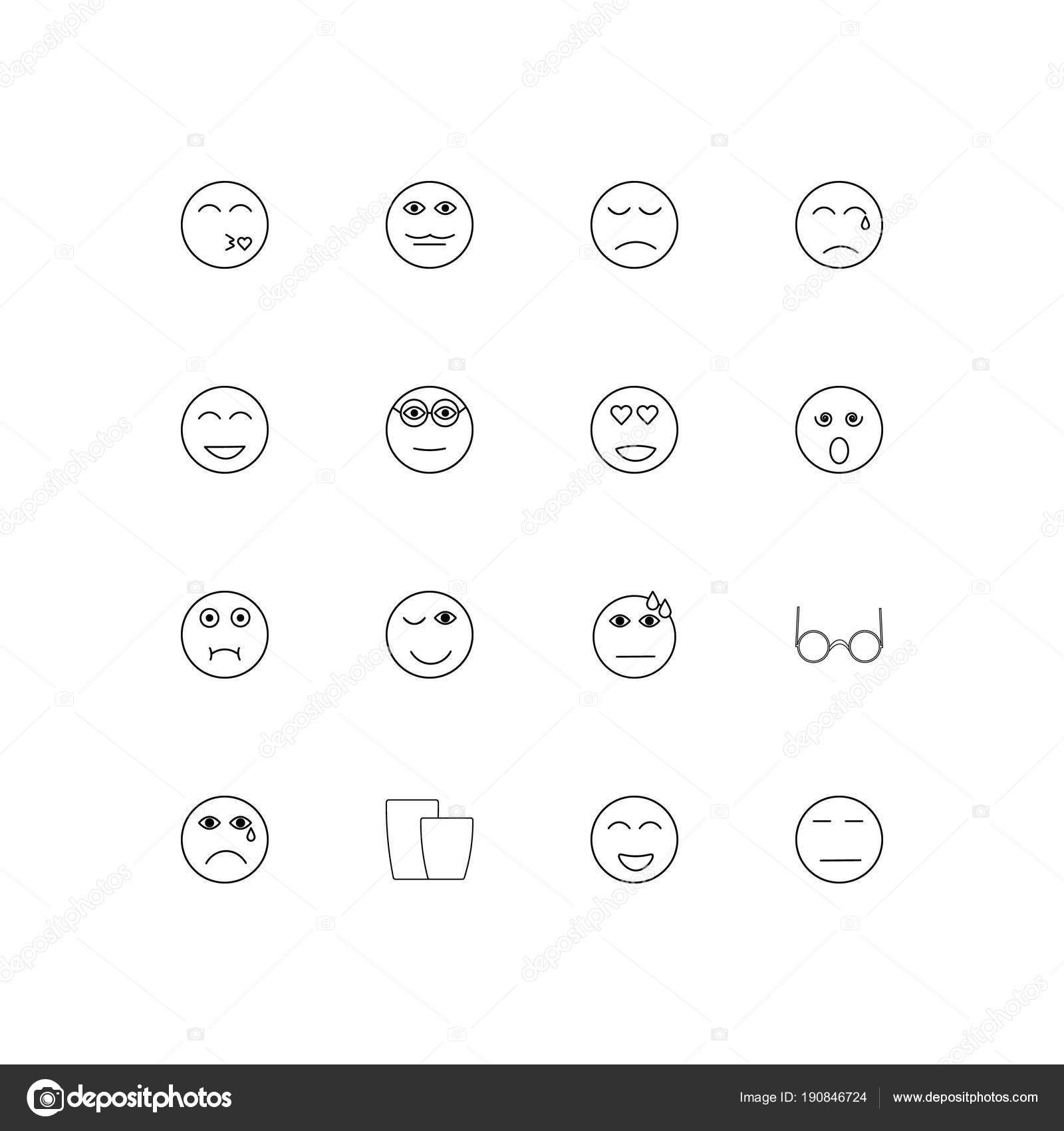 Emoticons Simple Linear Icons Set Outlined Vector Icons Stock Vector by ...