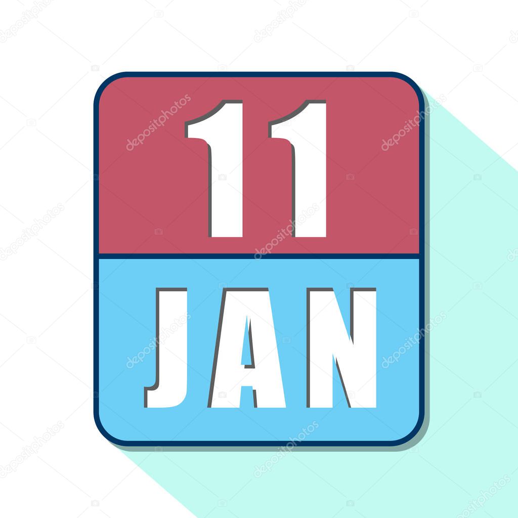 11 de enero. Día 11 del mes, icono de calendario simple sobre fondo ...