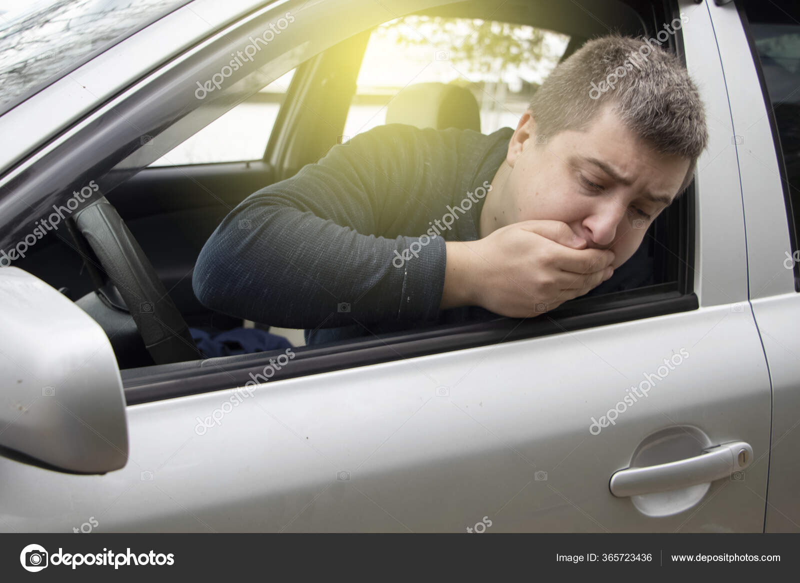 Ride Car Trip Driver Suffers Kinetosis Motion Sickness Concept Motion ...