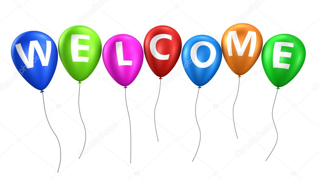 Welcome Colorful Balloons Concept — Stock Photo © NiroDesign #158103100