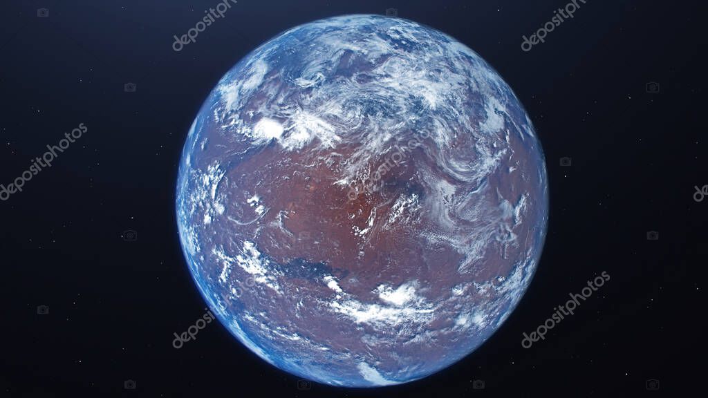 Representación 3D del proceso de terraformación de Marte. La aparición ...