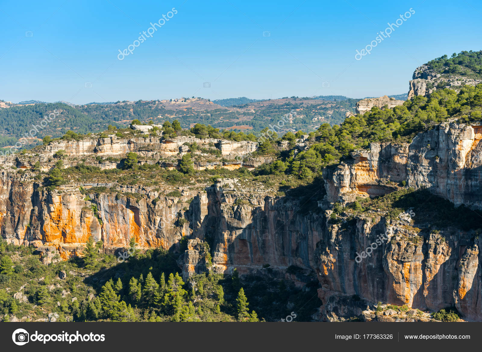 Rocky landscape in Siurana de Prades, Tarragona, Spain. Copy space for ...