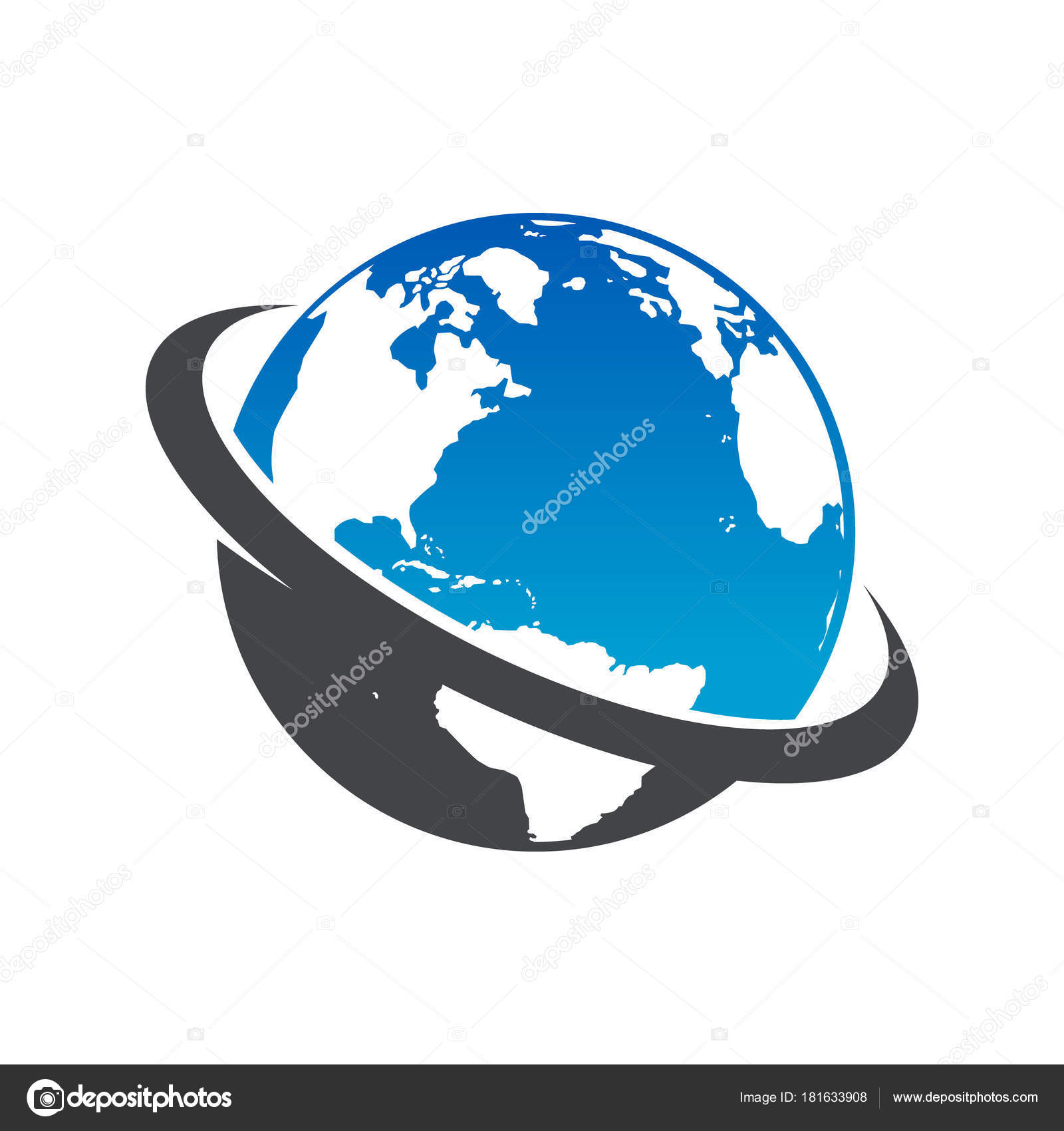 Welt Logo Symbol Mit Swoosh Grafik Element - Vektorgrafik: lizenzfreie ...