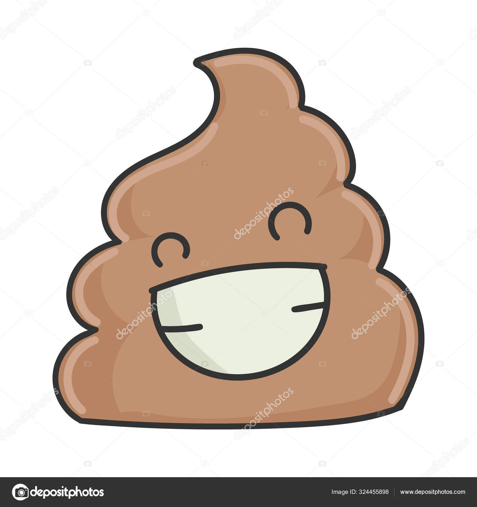 Happy Tersenyum Karakter Kartun Kotoran Terisolasi Pada Putih Vektor ...