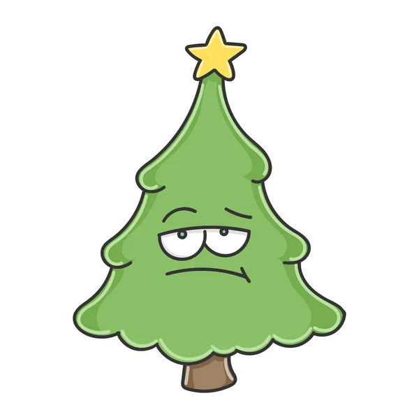 Mad Angry Christmas Tree Cartoon Character Isolated White Stock Vector ...