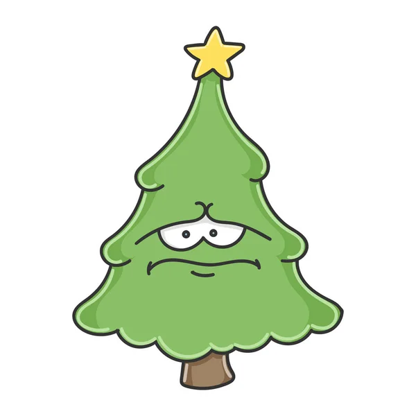 Mad Angry Christmas Tree Cartoon Character Isolated White Stock Vector ...