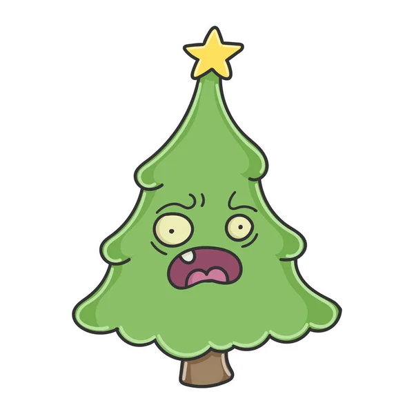 Mad Angry Christmas Tree Cartoon Character Isolated White Stock Vector ...