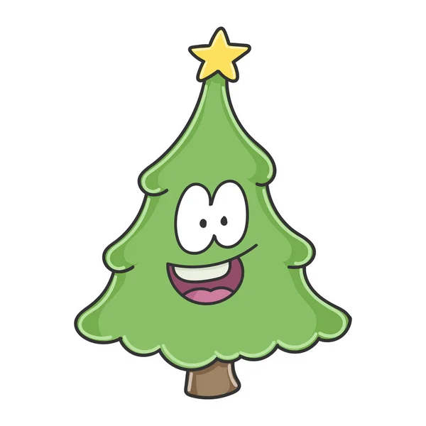 Mad Angry Christmas Tree Cartoon Character Isolated White Stock Vector ...