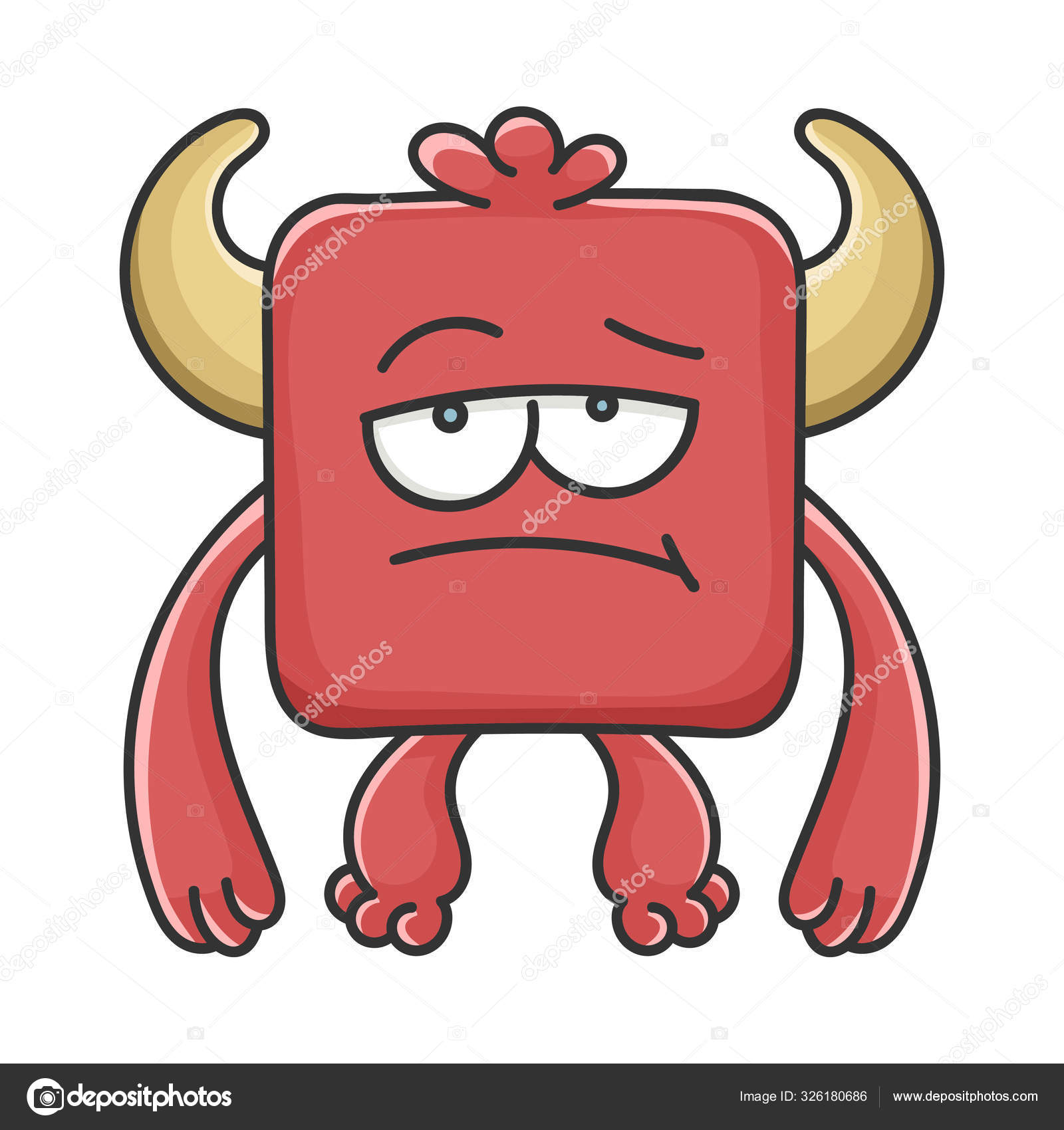 Bored Red Square Devil Cartoon Monster Stock Vector Image by ©Mictoon ...