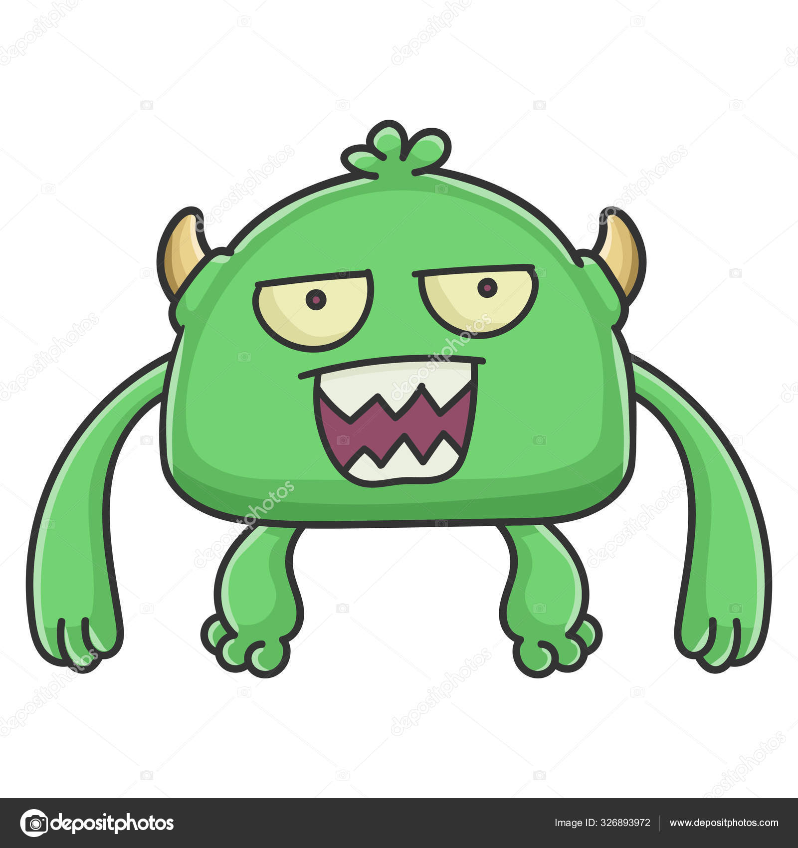 Monstruo de dibujos animados duende verde loco Vector de stock por ...