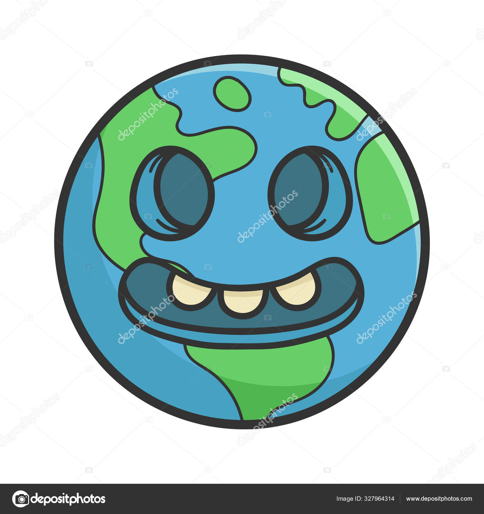 Illustration De Bande Dessinée Terrifiante Souriante Planète Terre